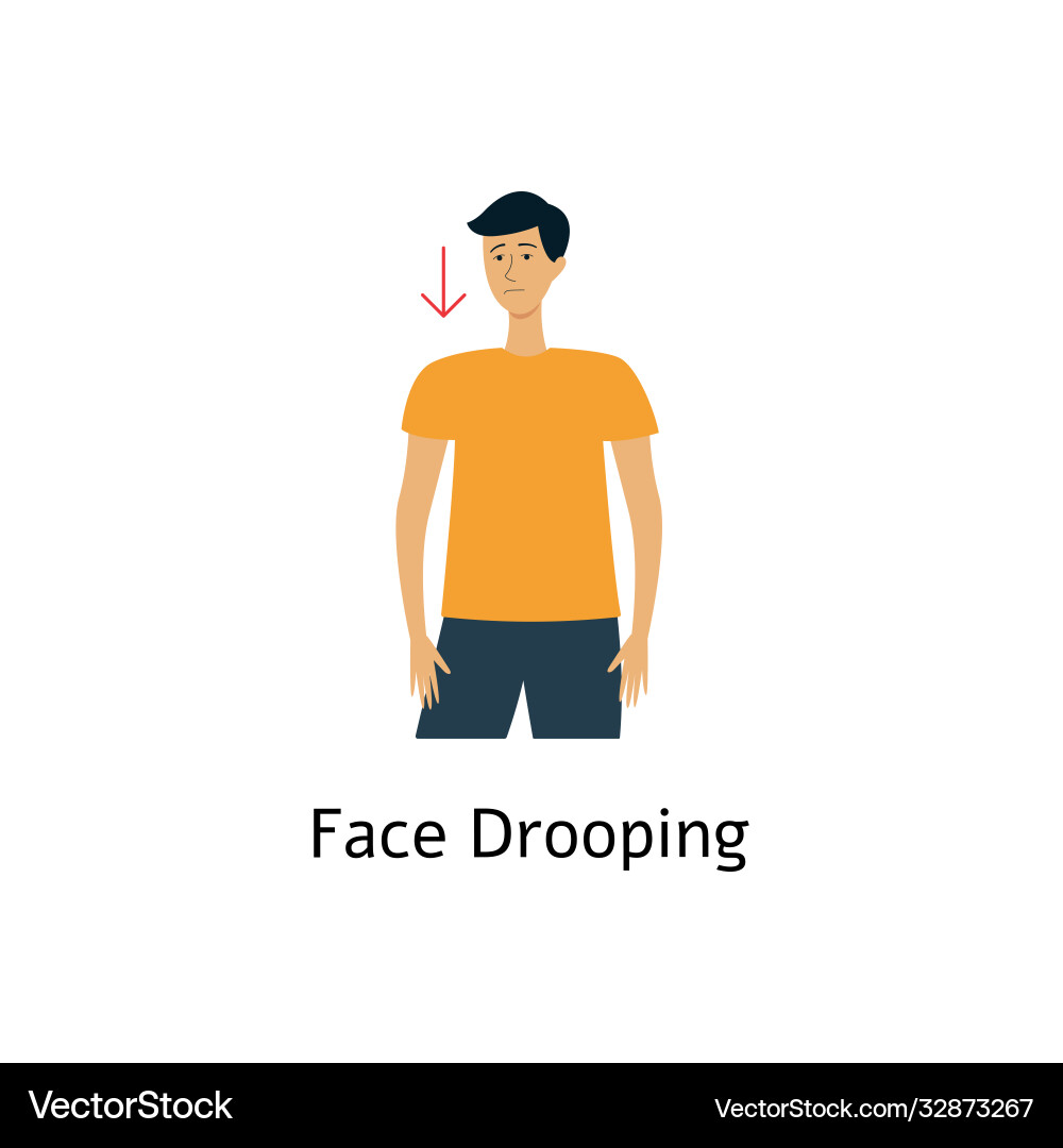 Face drooping - first warning sign stroke Vector Image