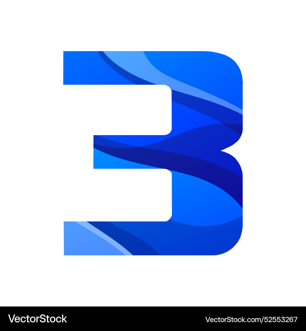 Number 3 gradient logo design Royalty Free Vector Image