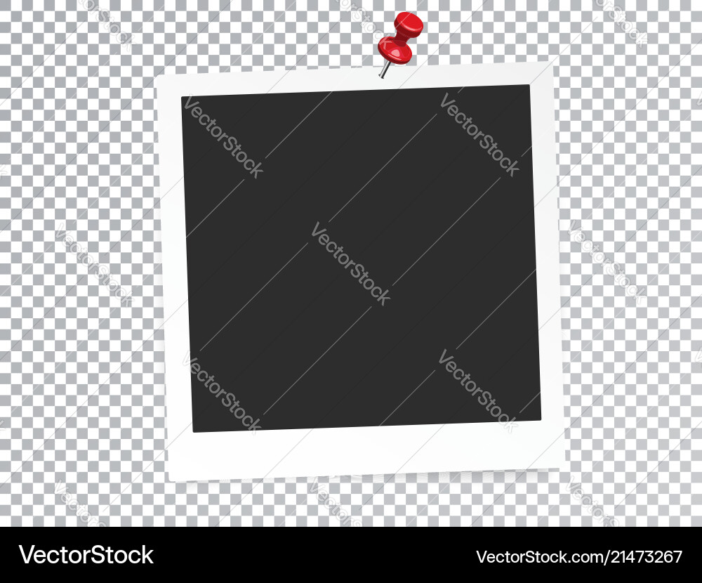 Realistic photo frame with pin isolated Royalty Free Vector