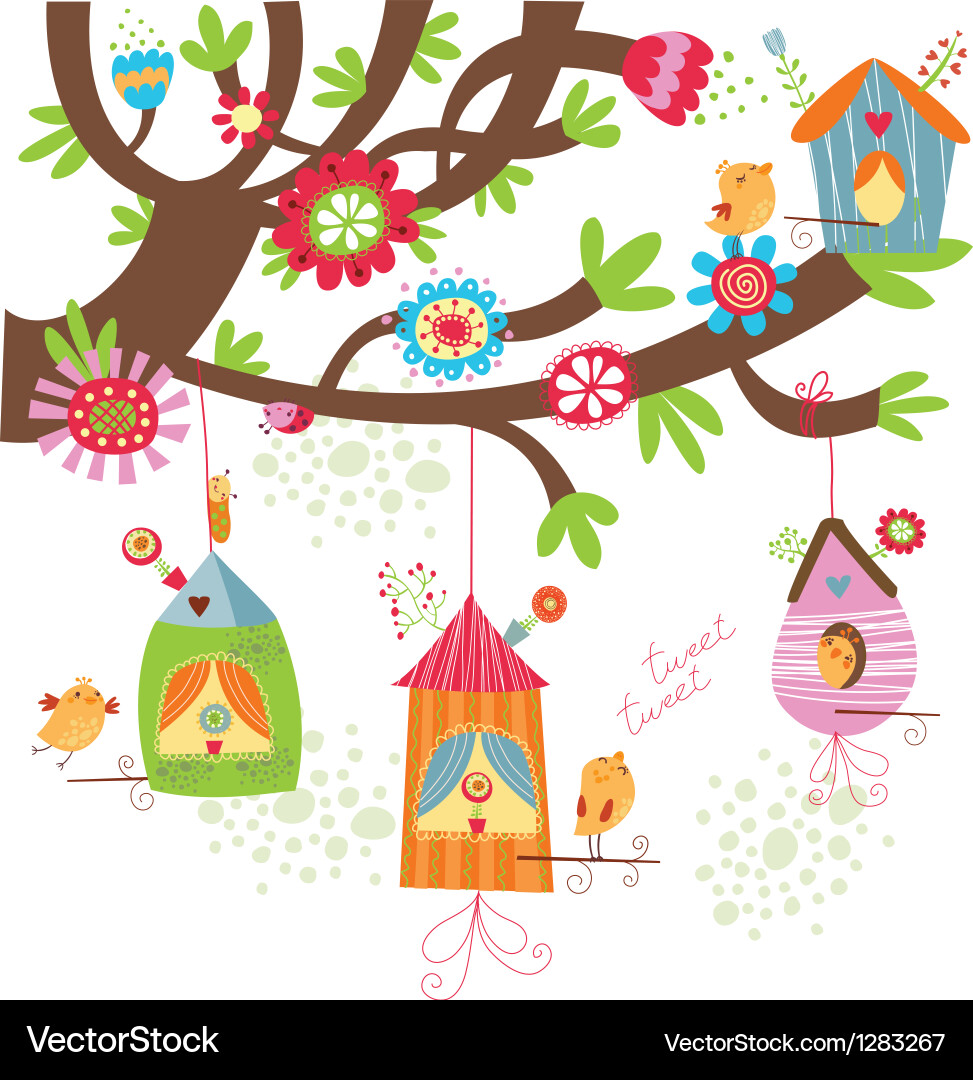 Spring Bird Nests Wallpaper Royalty Free Vector Image