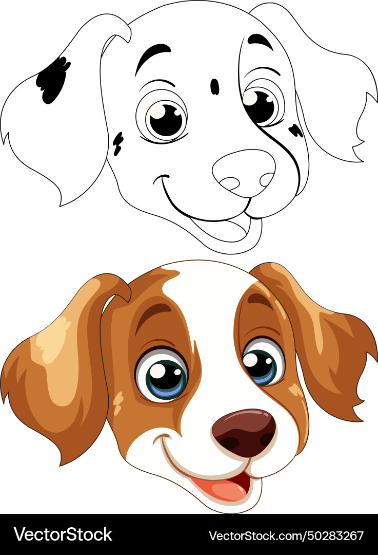 Two cartoon dogs with expressive happy faces Vector Image