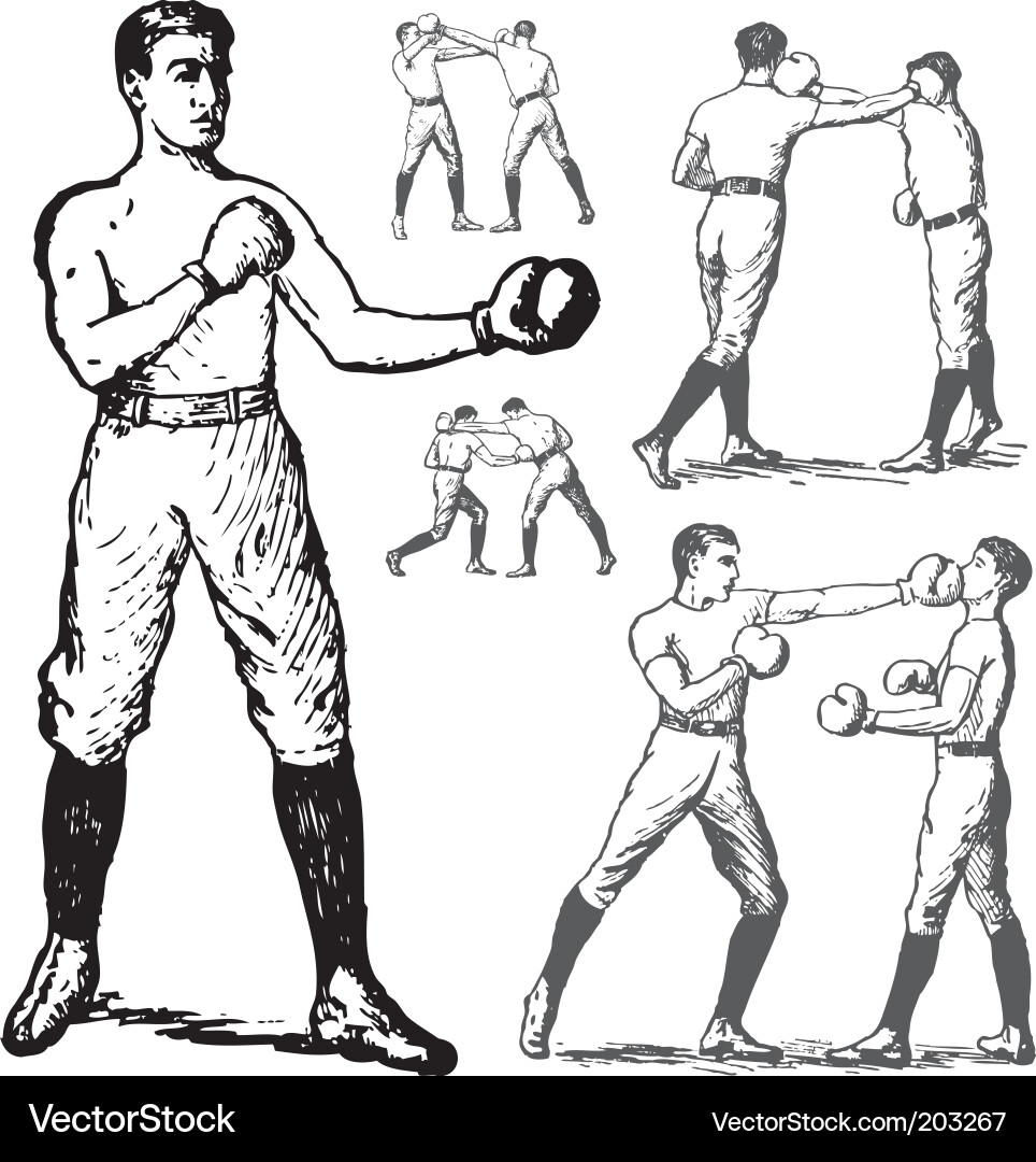 Vintage boxing poses Royalty Free Vector Image