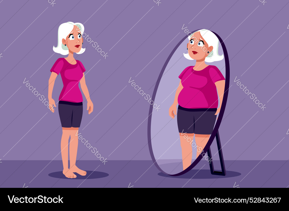 Woman suffering from eating disorder looking Vector Image