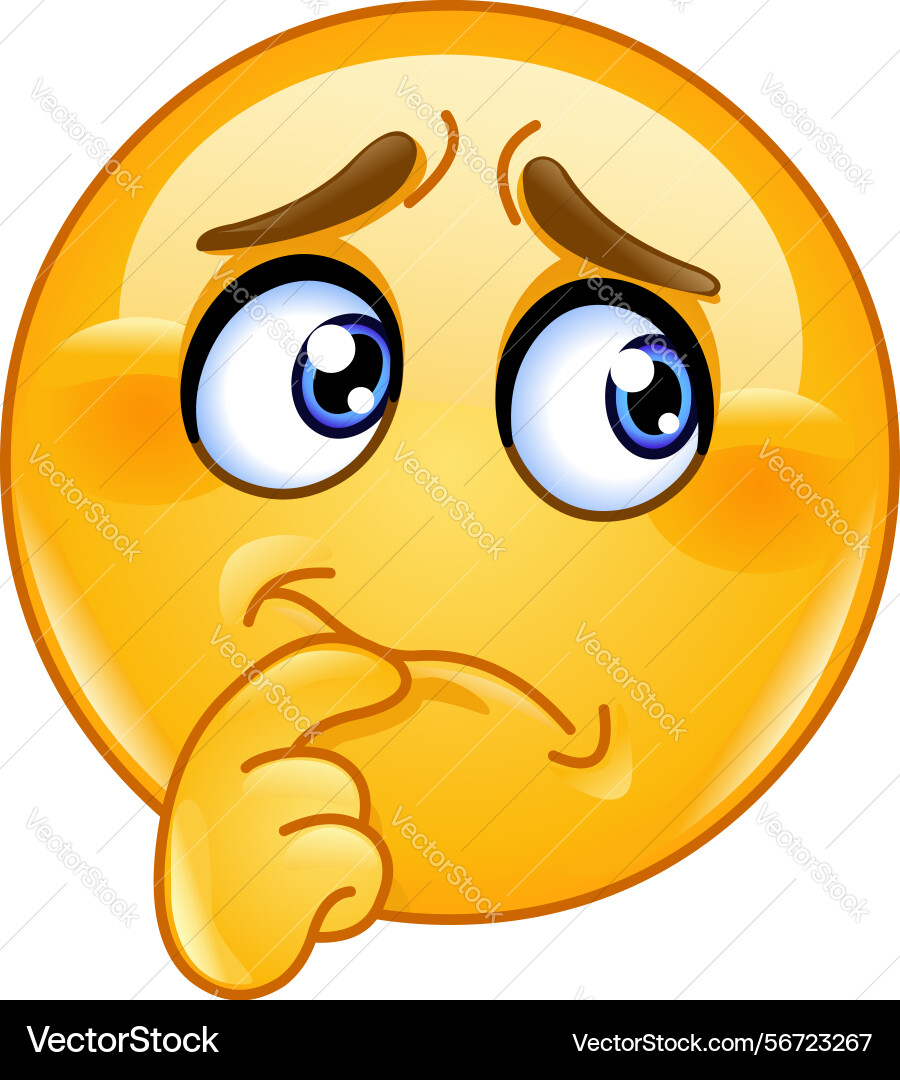 Worried thinking emoticon Royalty Free Vector Image