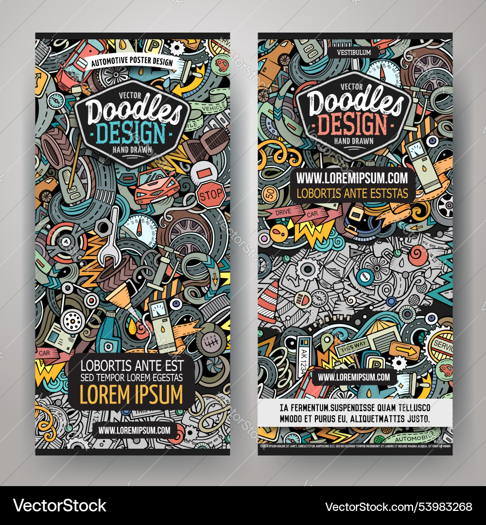 Automotive Doodle Set Royalty Free Vector Image