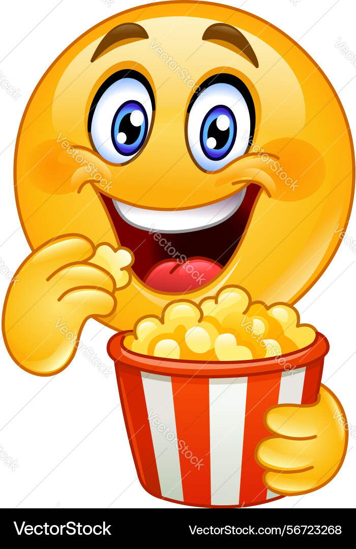 Emoticon eating popcorn Royalty Free Vector Image