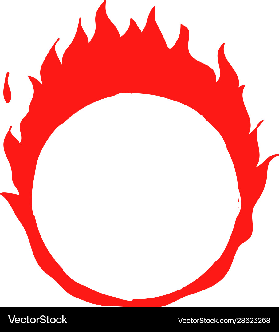 Fire ring handdrawn burning flame doodle style Vector Image
