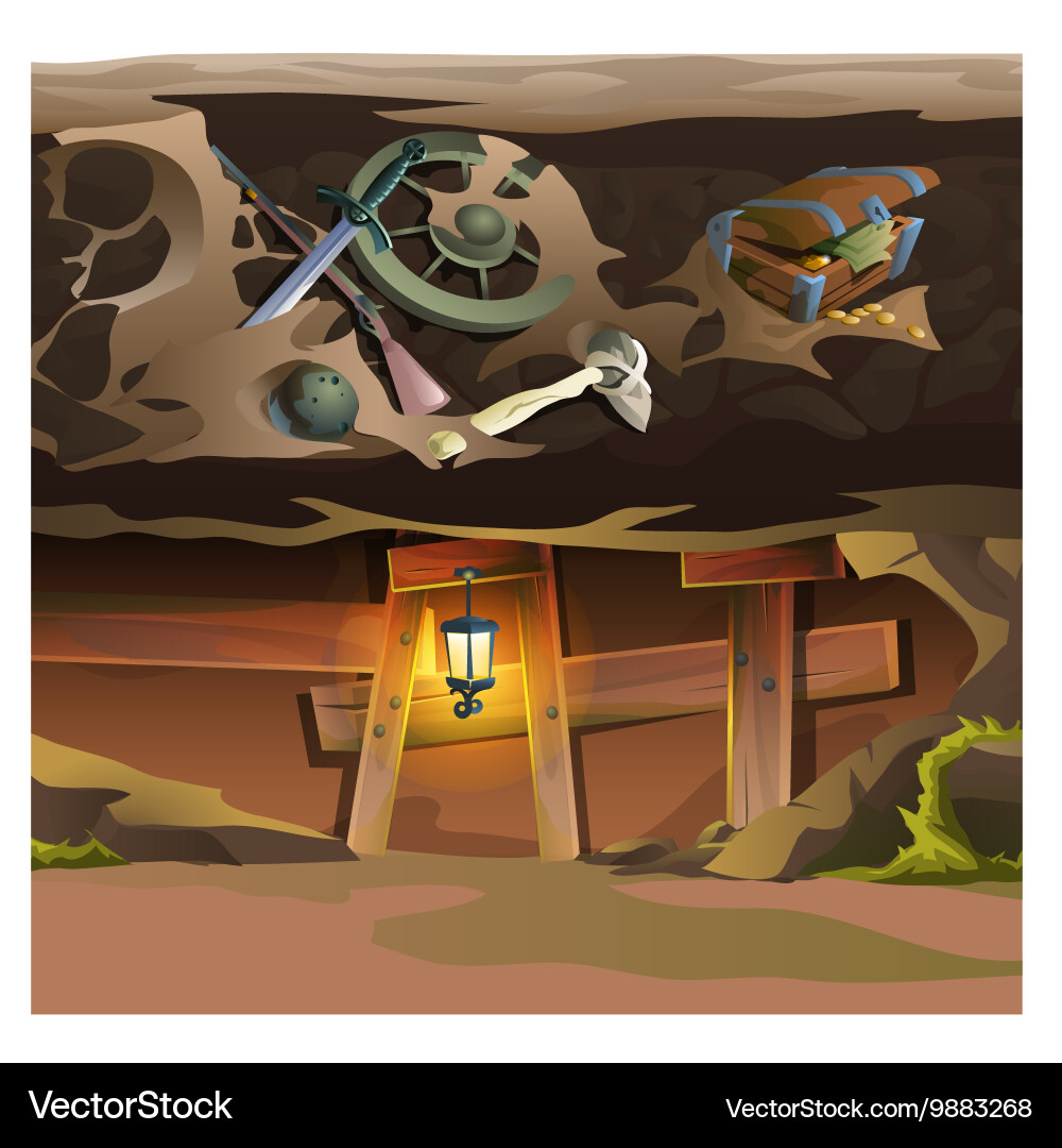 Game concept underground tunnel cartoon location Vector Image