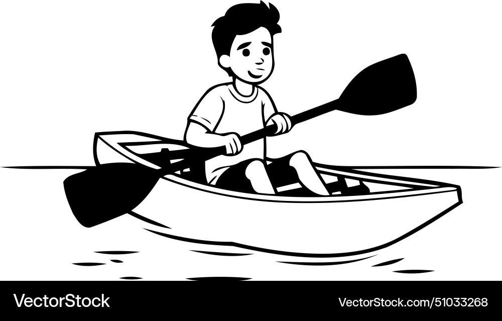 Man rowing on a boat in cartoon style Royalty Free Vector