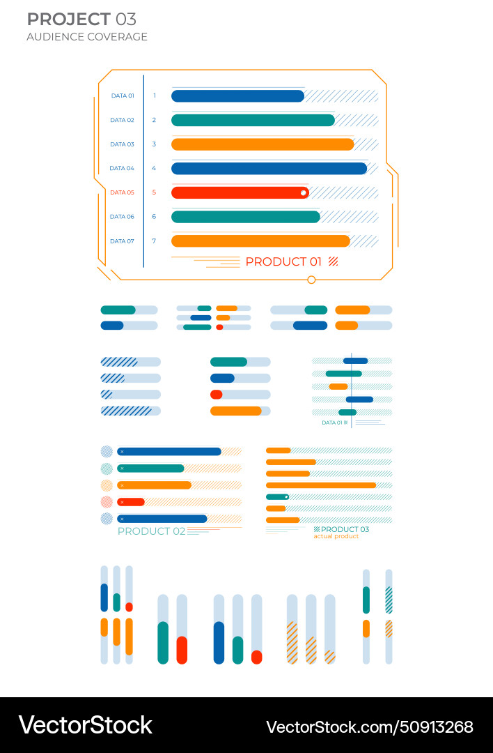 Modern business elements charts in color Vector Image