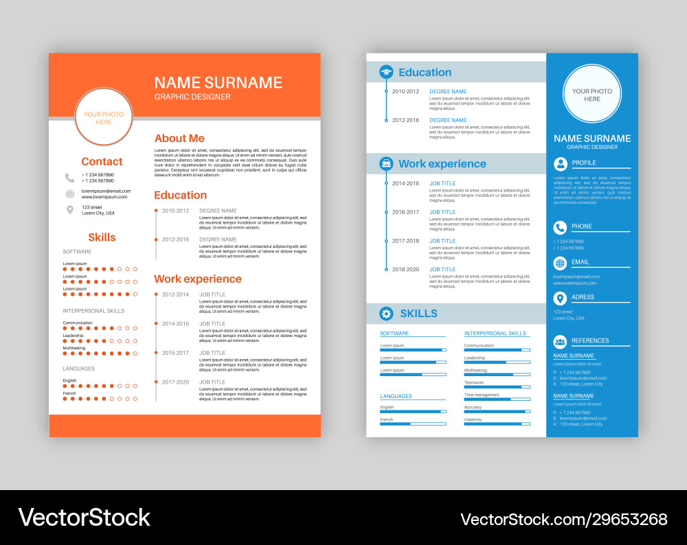 Resume template professional personal description Vector Image