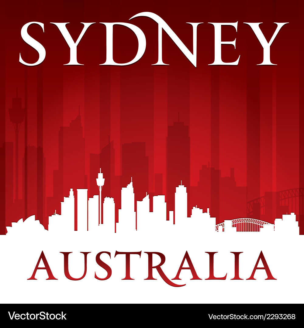 Sydney City Skyline at Sunset Royalty Free Vector Image