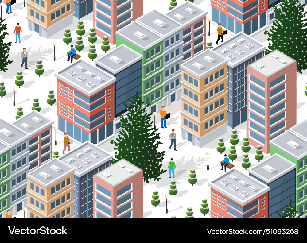 Winter christmas urban quarter modules Royalty Free Vector