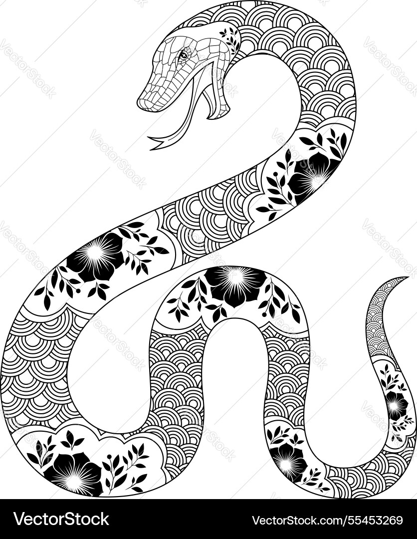 Black and white snake Royalty Free Vector Image