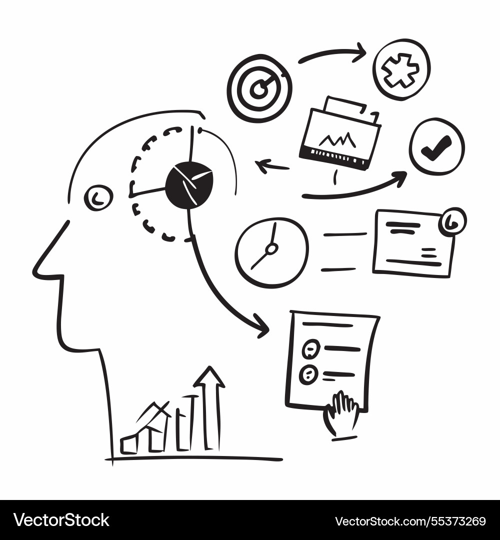 Coach mit digitalem Transformations-Icons-Konzept Vektorbild