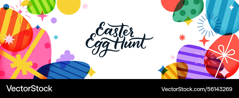 Easter egg hunt banner poster with colorful eggs Vector Image