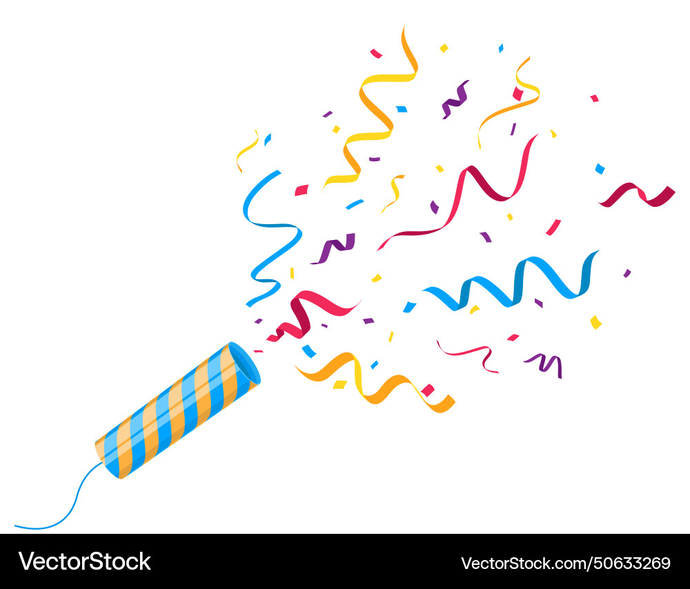 Exploding party popper isolated on white Vector Image