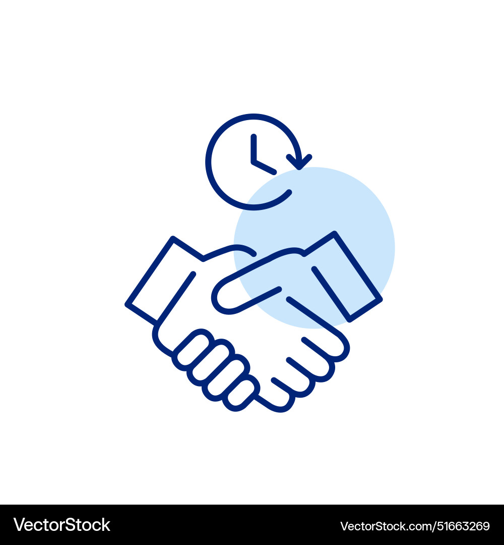 Handshake and clock scheduled business meeting Vector Image