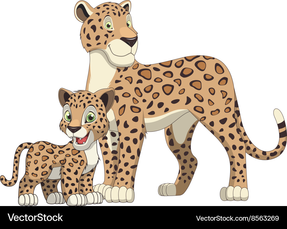 Leopard with cub Royalty Free Vector Image - VectorStock