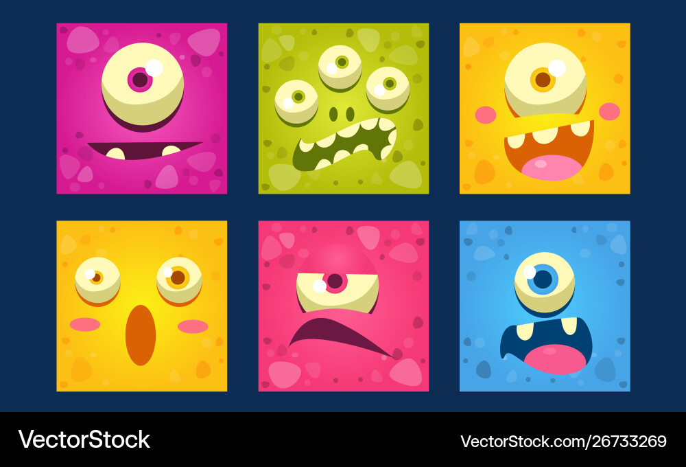 Mutant Monster Emojis - Funny Faces Royalty Free Vector