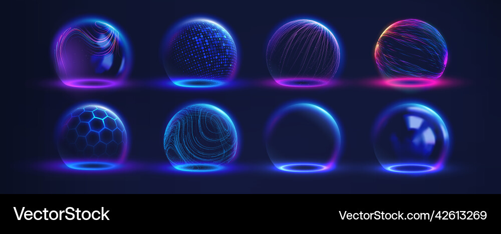 Sphere shield abstract energy protection spheres Vector Image