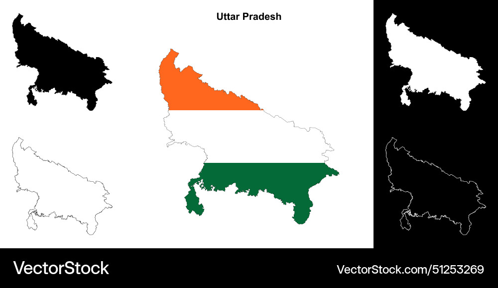 Uttar pradesh outline map Royalty Free Vector Image