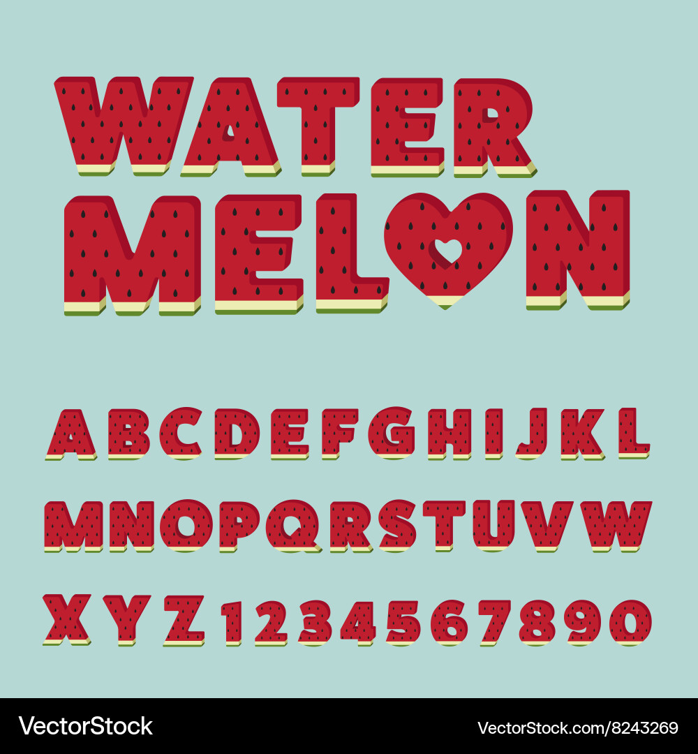 Watermelon letters set Royalty Free Vector Image