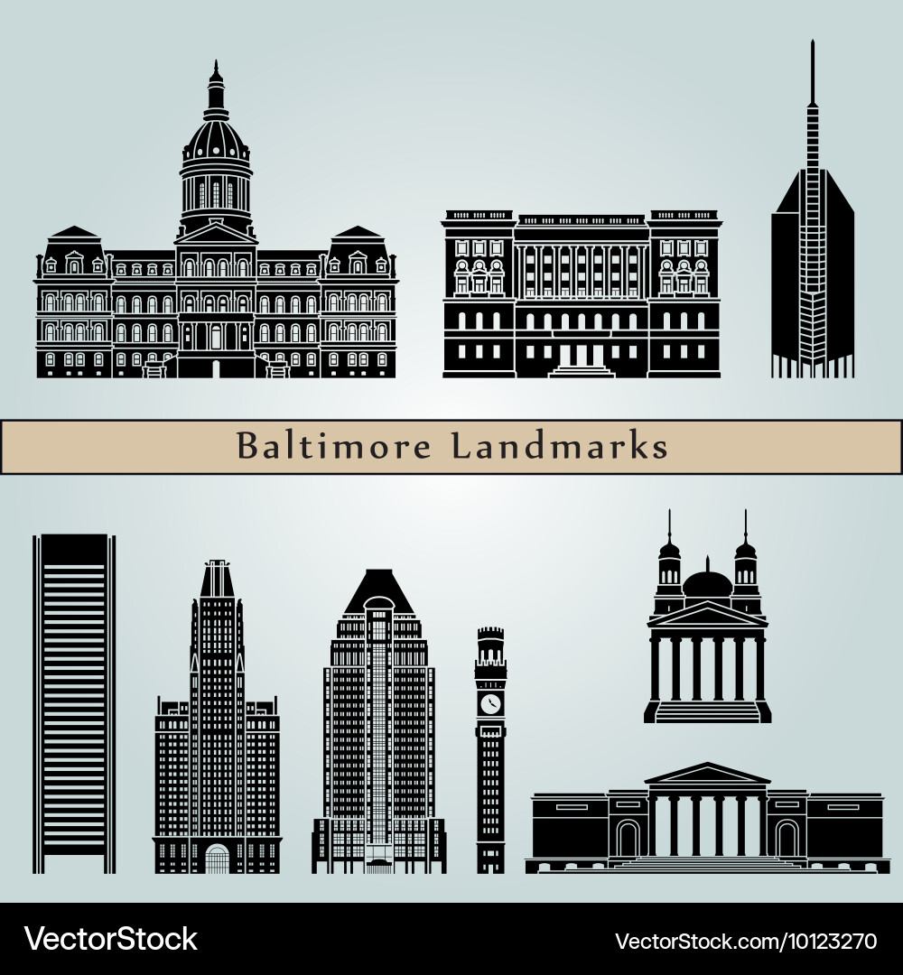 Baltimore Skyline Silhouettes Royalty Free Vector Image