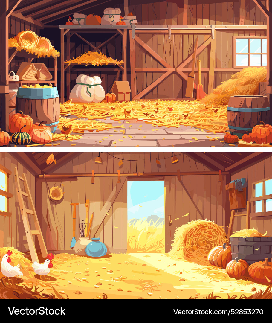 Chickens farm cartoon scenes barnyard Royalty Free Vector