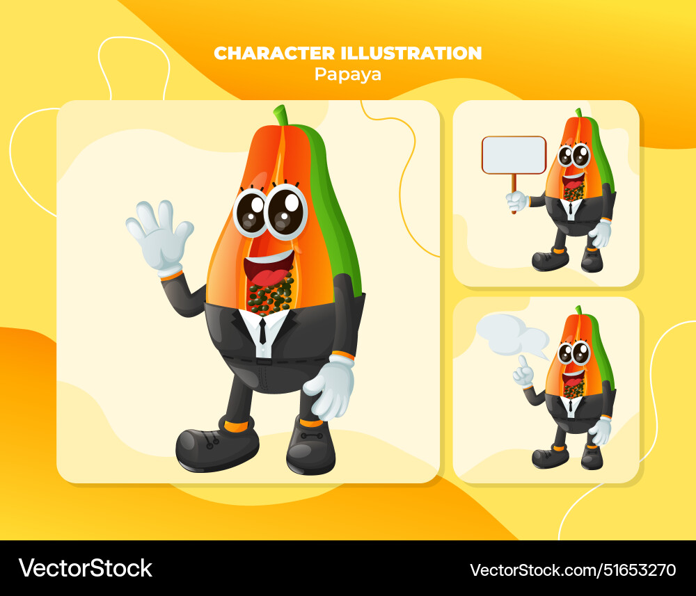 Cute papaya characters in advertising Royalty Free Vector