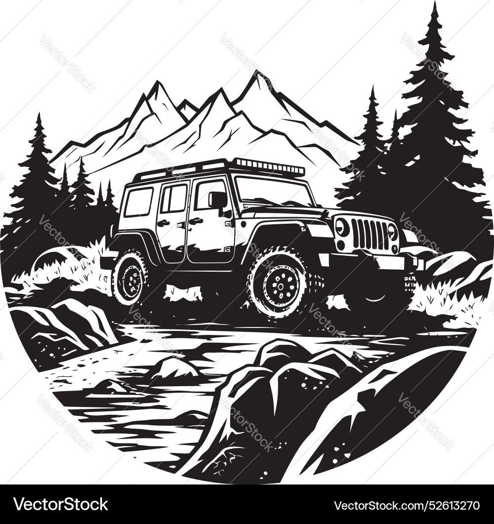 Elevated excursions 4x4 suv conquers mountains Vector Image