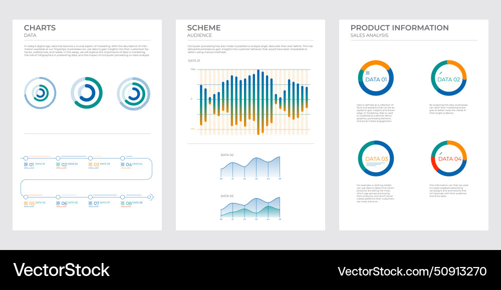 Modern project charts finance elements Royalty Free Vector