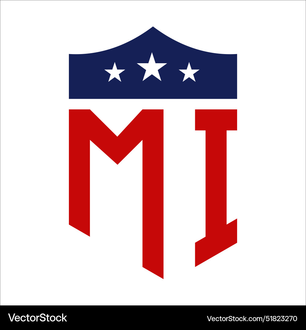 Patriotic mi logo design letter Royalty Free Vector Image