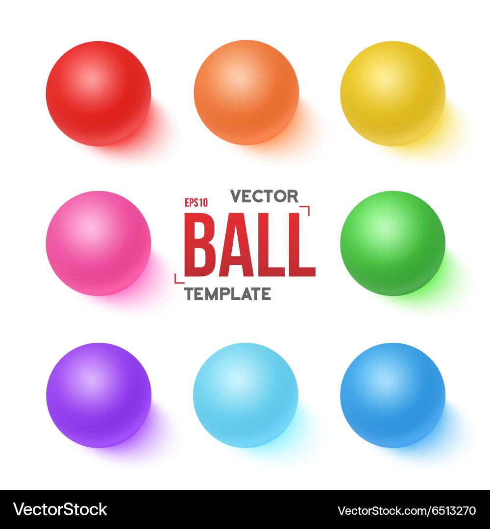 Photorealistic 3d ball set template bright Vector Image
