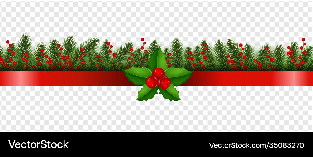 Red Christmas Holly Border Royalty Free Vector Image