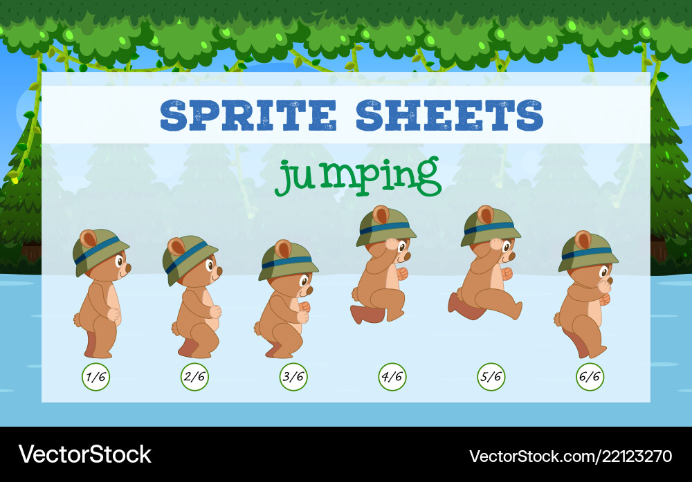 Sprite sheets bear jumping Royalty Free Vector Image