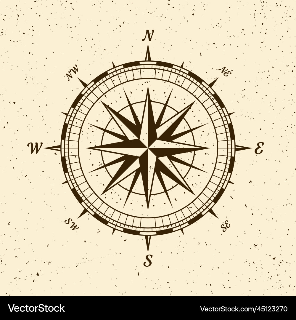 Vintage marine wind rose nautical chart Royalty Free Vector