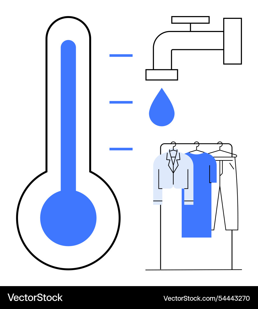 Water droplet from faucet temperature Royalty Free Vector
