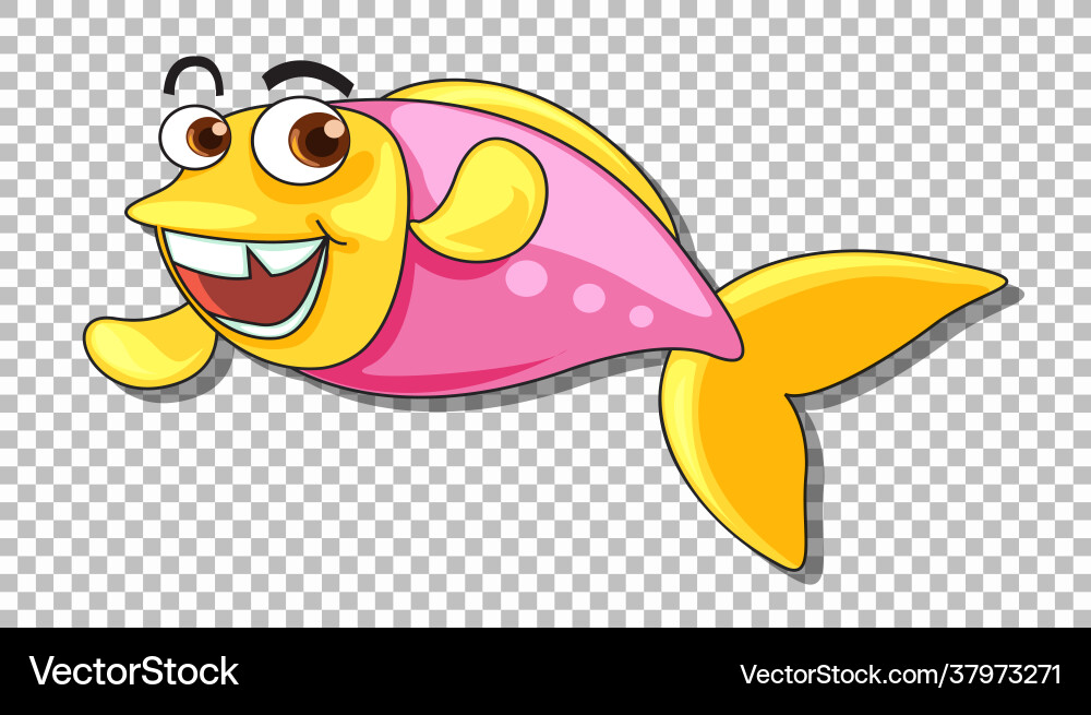 A fish cartoon character isolated on transparent Vector Image