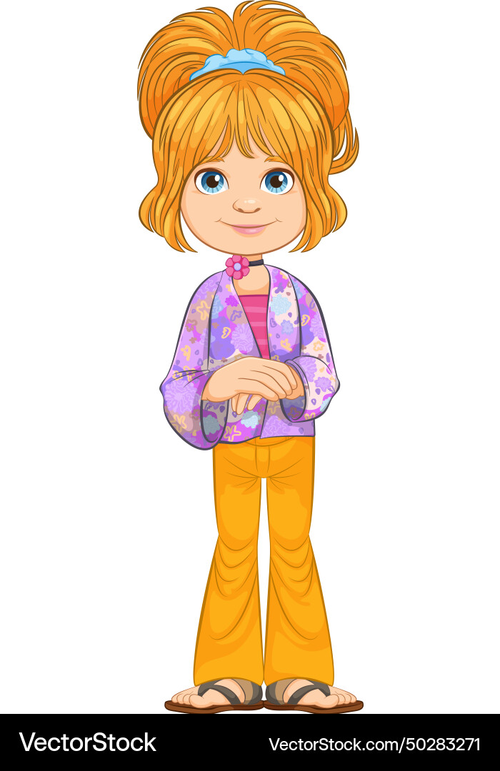 A smiling young girl standing Royalty Free Vector Image