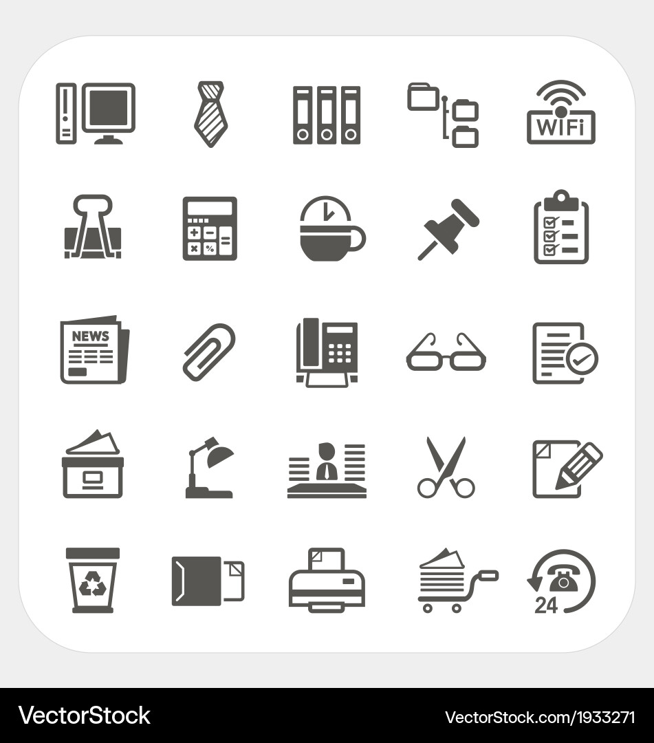Business and office icons set Royalty Free Vector Image