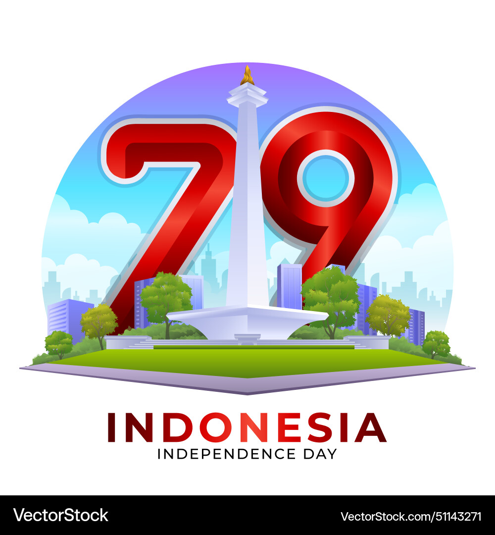 Hut ri ke 79 79th indonesian independence day wit Vector Image