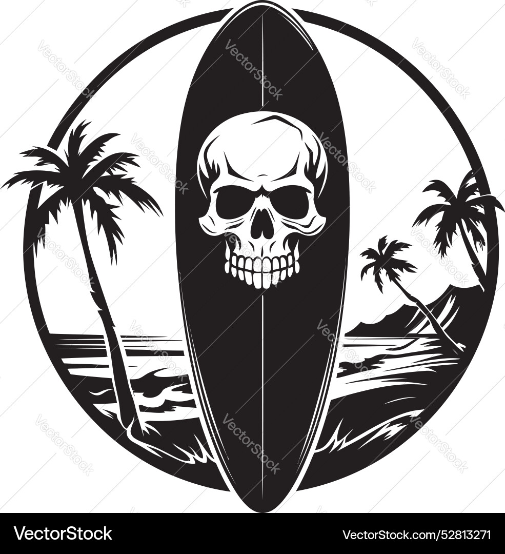 Surfskull coastline skullhead breakwater bones Vector Image