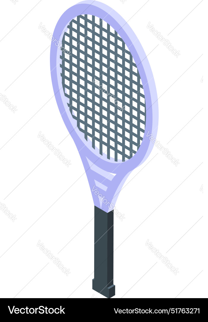 Tennis racket standing upright on white background