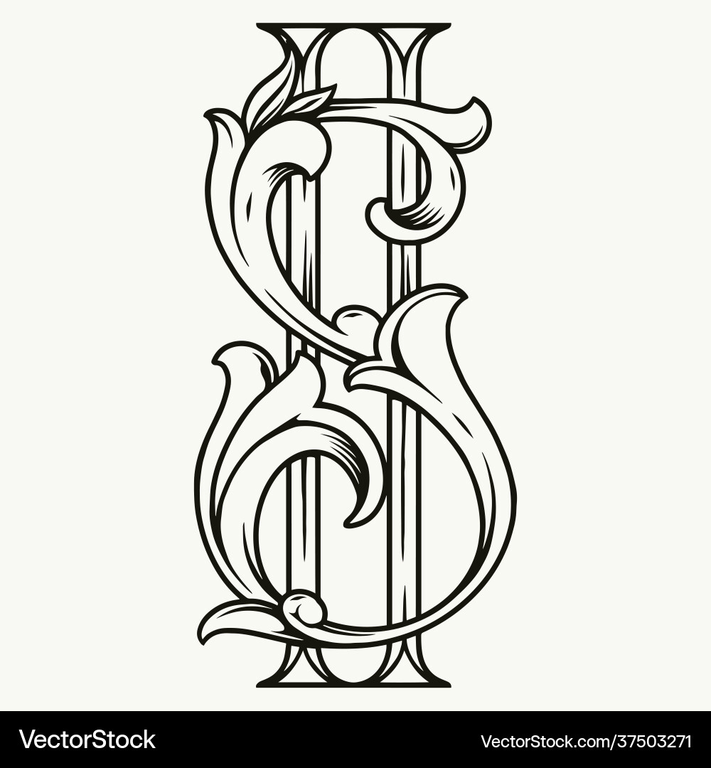 Vintage Dollar Sign Motif Royalty Free Vector Image