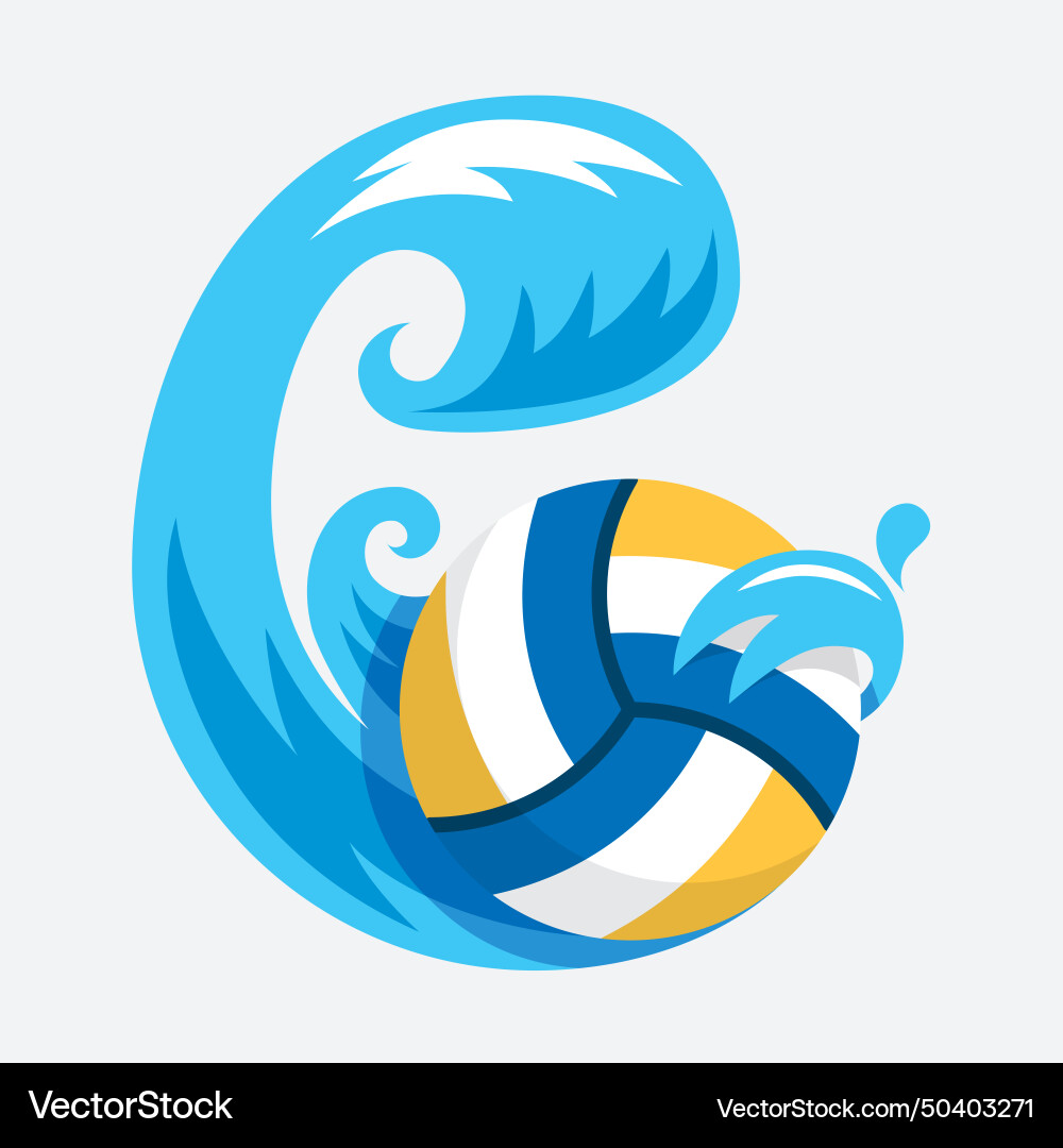 Volleyball fly water wave ball icon Royalty Free Vector