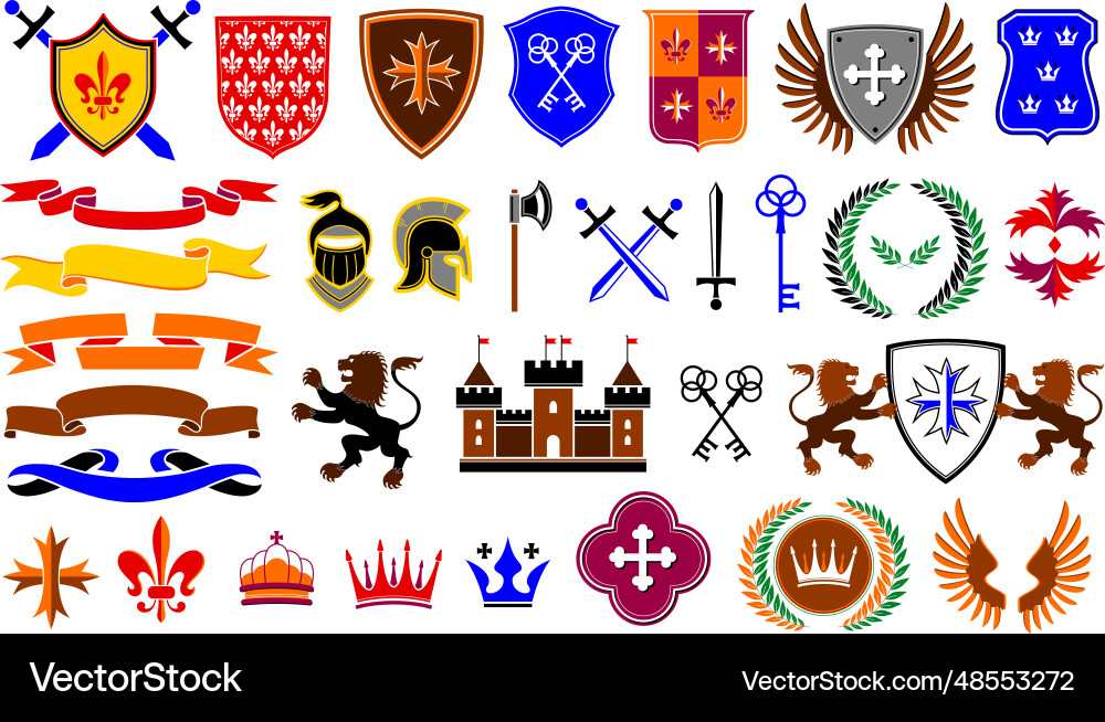 Antique heraldic emblem templates traditional Vector Image