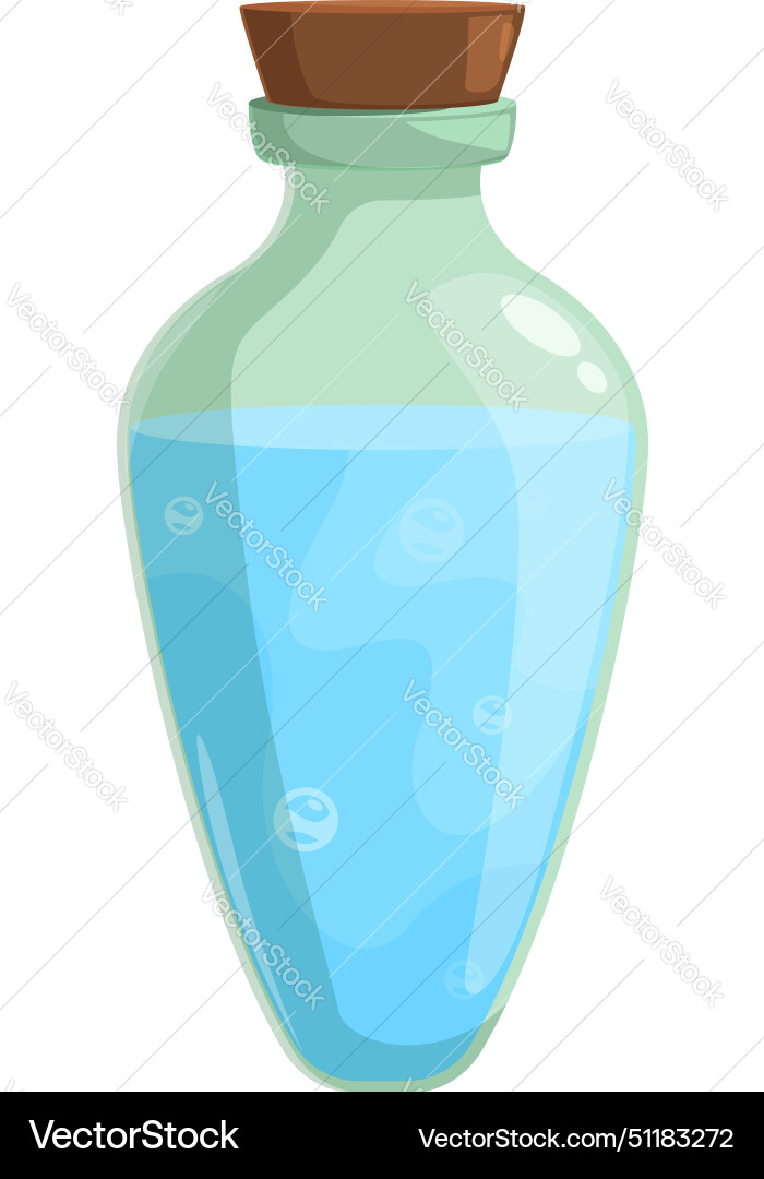 Blue potion icon cartoon game vial Royalty Free Vector Image
