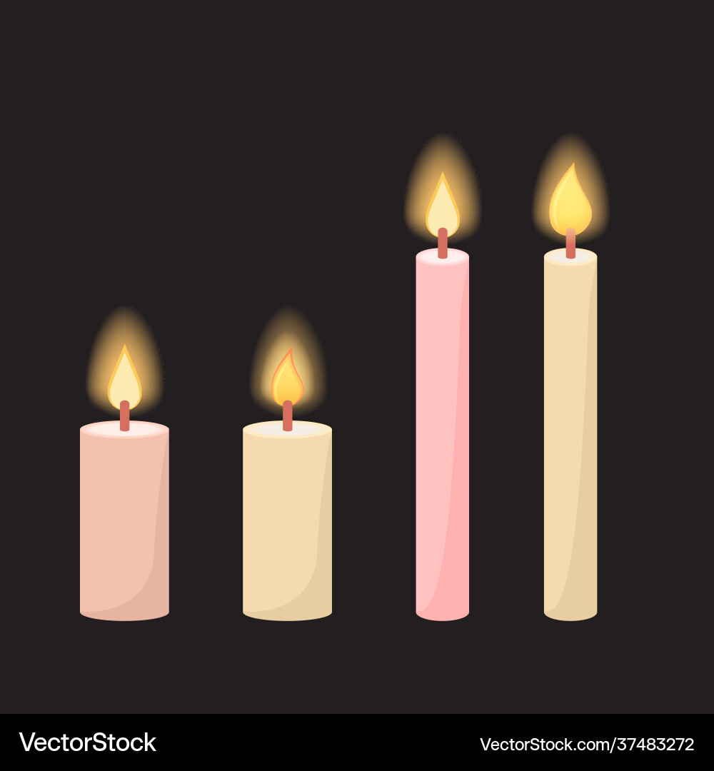 Candle flame set cartoon on dark Royalty Free Vector Image