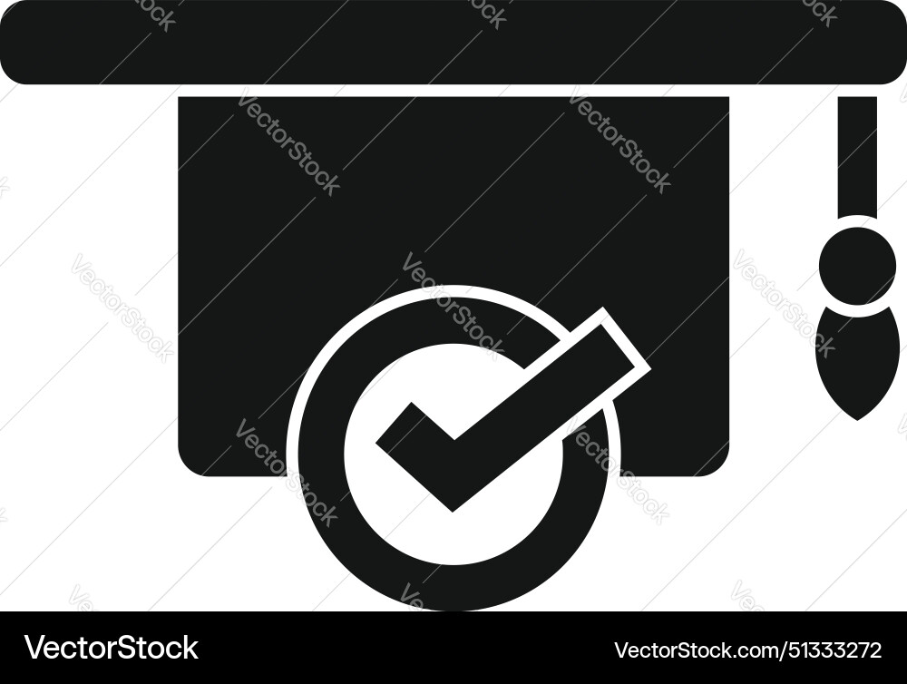 Graduation hat with check mark icon Royalty Free Vector